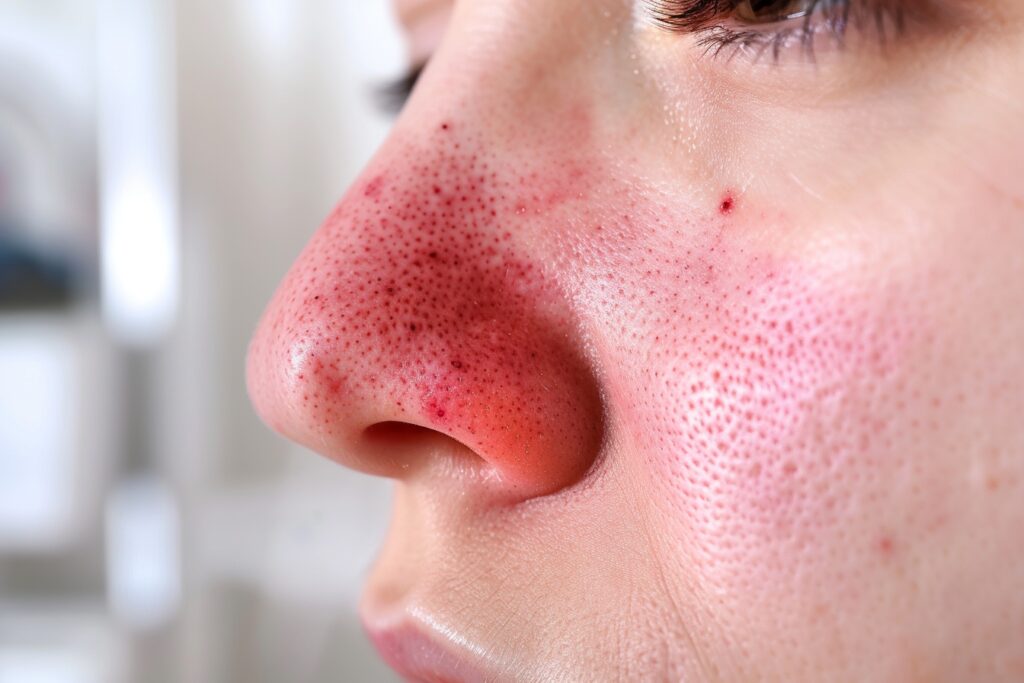 Tache rouge sur le nez : causes et solutions